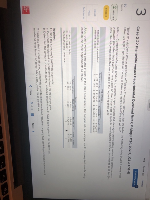Solved Help Save & Exit Submit 3 e versus Departmental | Chegg.com