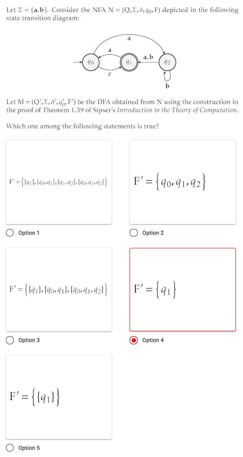 Solved Let I = {a,b}. Consider the NFA N = (Q, 1,8,90,F) | Chegg.com
