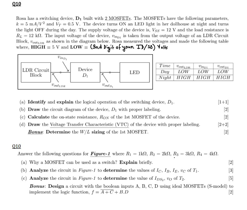 Solved Rosa has a switching device, D1 built with 2 MOSFETs. | Chegg.com
