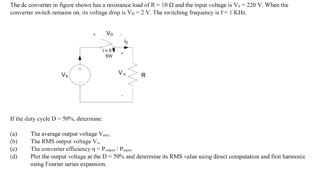 Solved The dc converter in figure shown has a resistance | Chegg.com