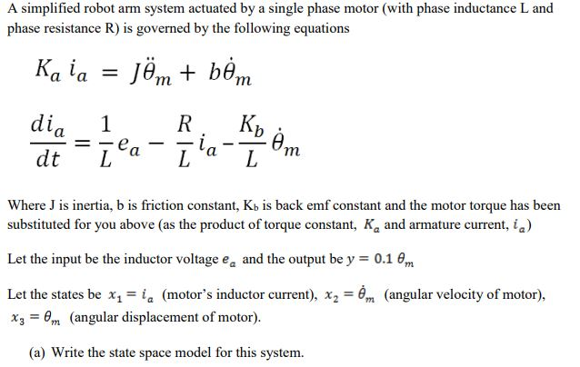 Solved A simplified robot arm system actuated by a single | Chegg.com