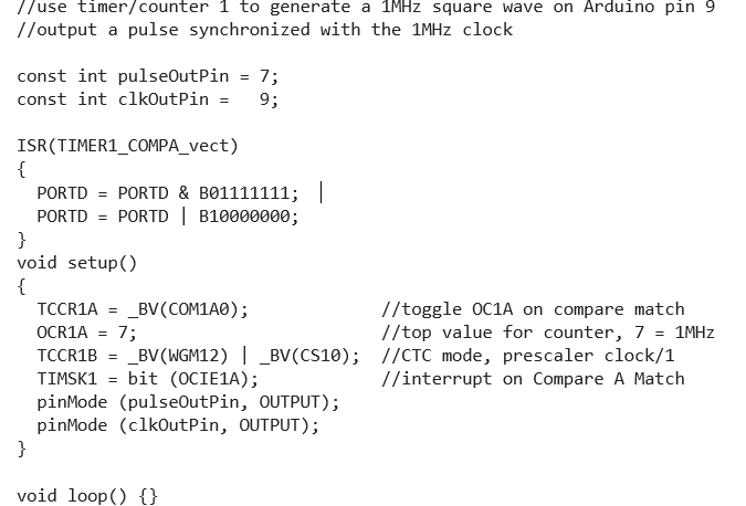 In Arduino Ide Code Of Generating 1mhz Pwm What