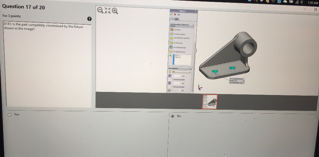 Solved question 17: D141: Is the part completely constrained | Chegg.com