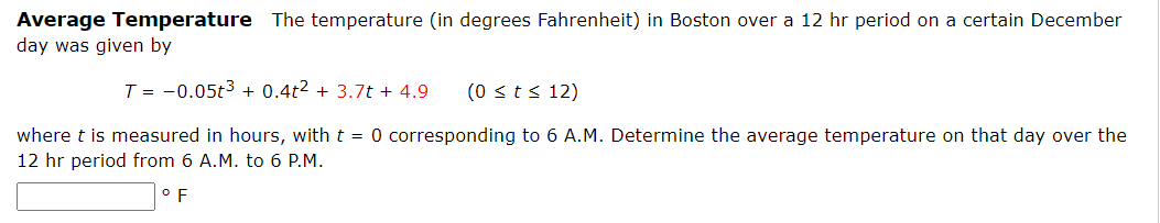 Solved Average Temperature The temperature (in degrees | Chegg.com