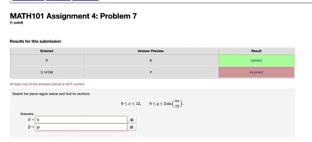 Solved MATH101 Assignment 4: Problem 7 (1 point) Results for | Chegg.com