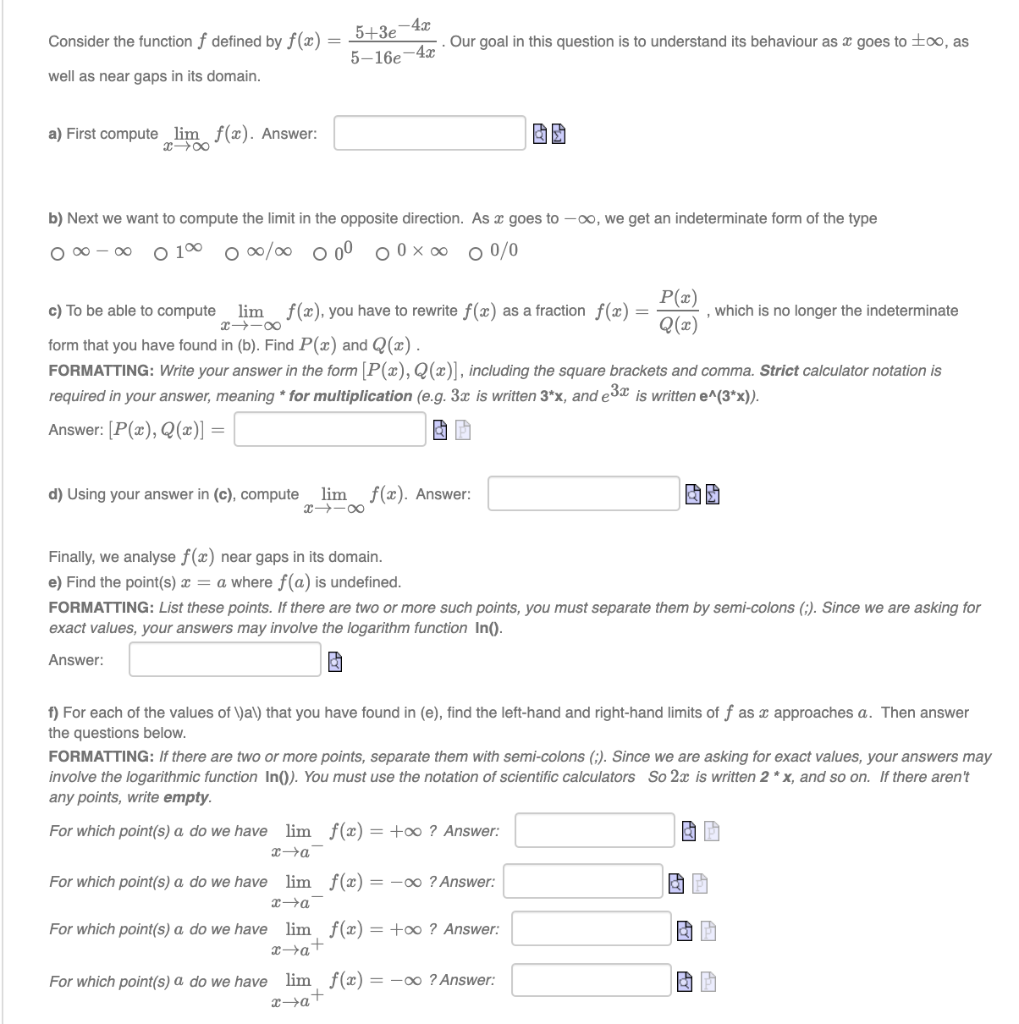 Solved Consider the function f defined by f(x) 5+3e-42 Our | Chegg.com