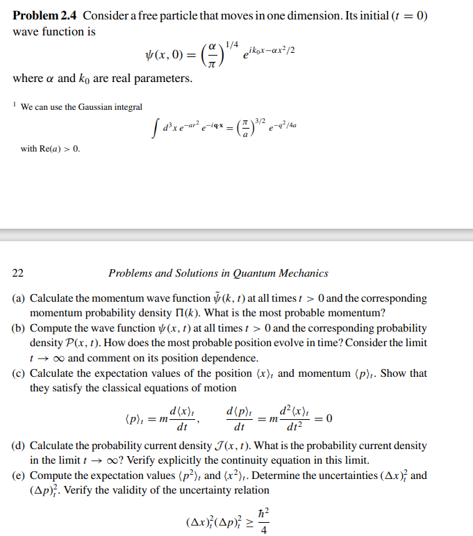 Solved Problem 2 4 Consider A Free Particle That Moves In