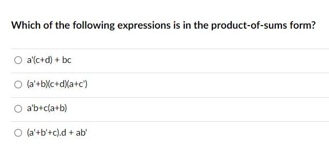Solved Which of the following expressions is in the | Chegg.com