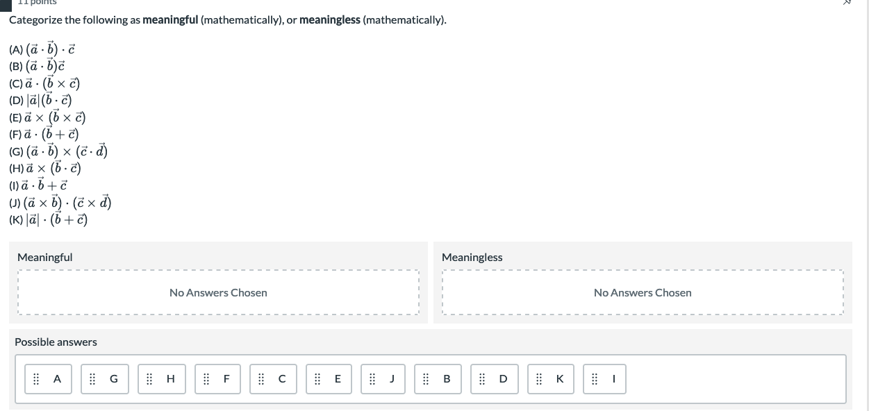 Solved Categorize the following as meaningful | Chegg.com