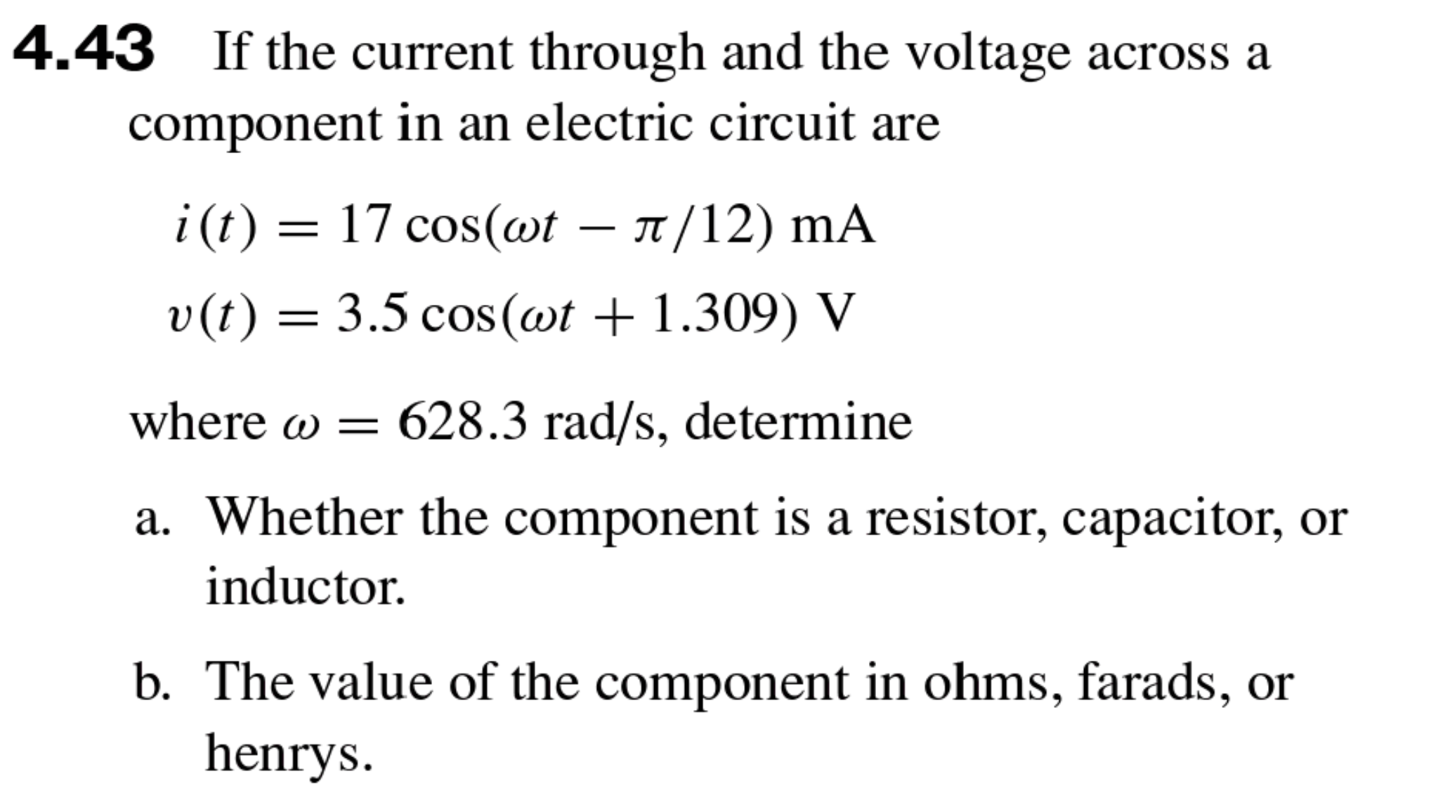 Solved 4.43 If ﻿the current through and the voltage across | Chegg.com