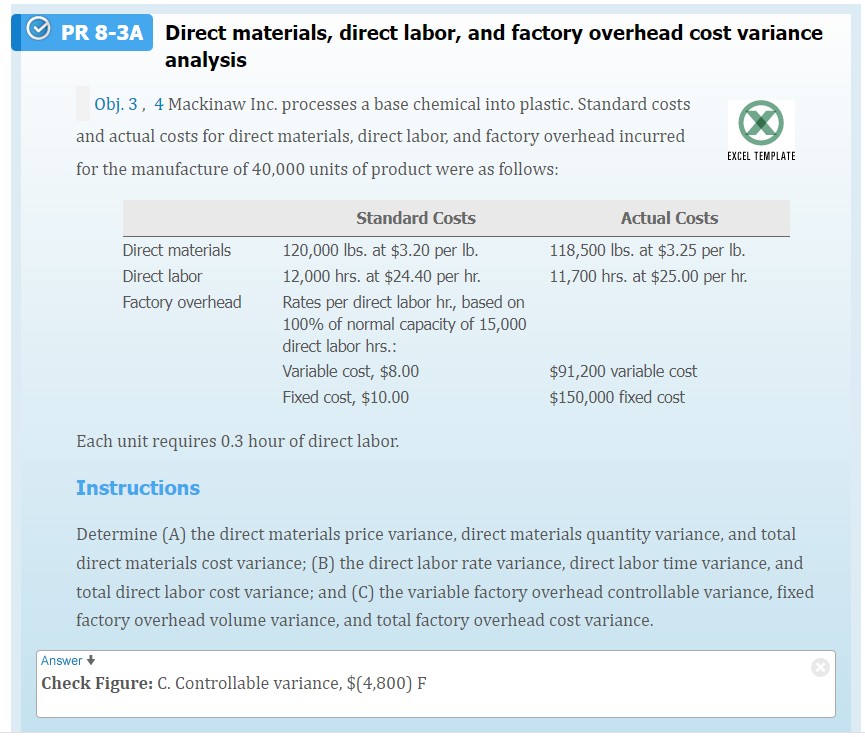 Solved ⒸPR 8-3A Direct materials, direct labor, and factory | Chegg.com