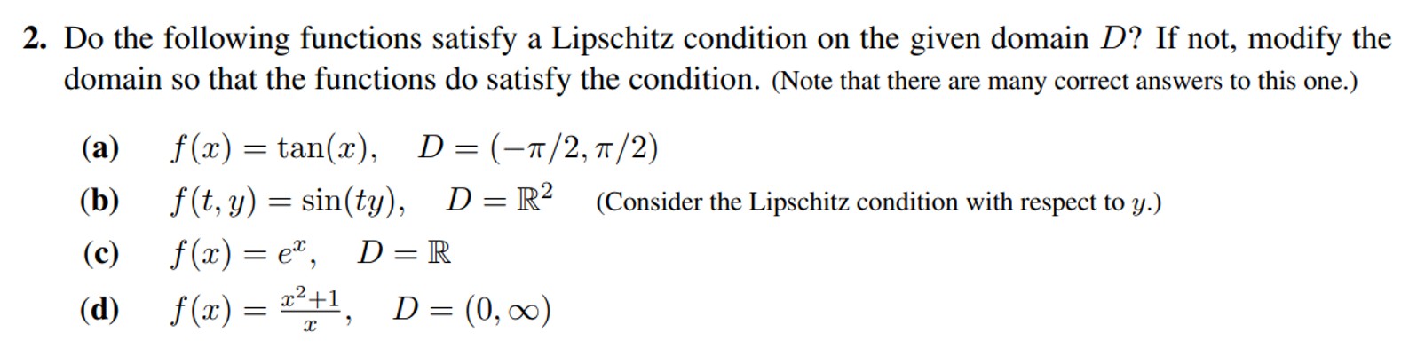 Solved Do the following functions satisfy a Lipschitz | Chegg.com
