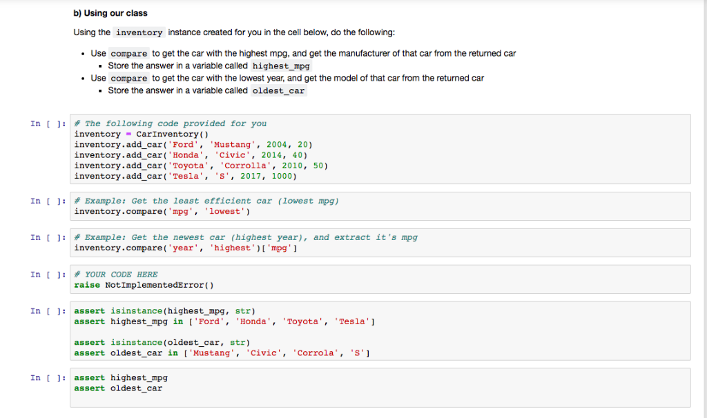 Q5 - Car Inventory (1.25 points) For this question | Chegg.com