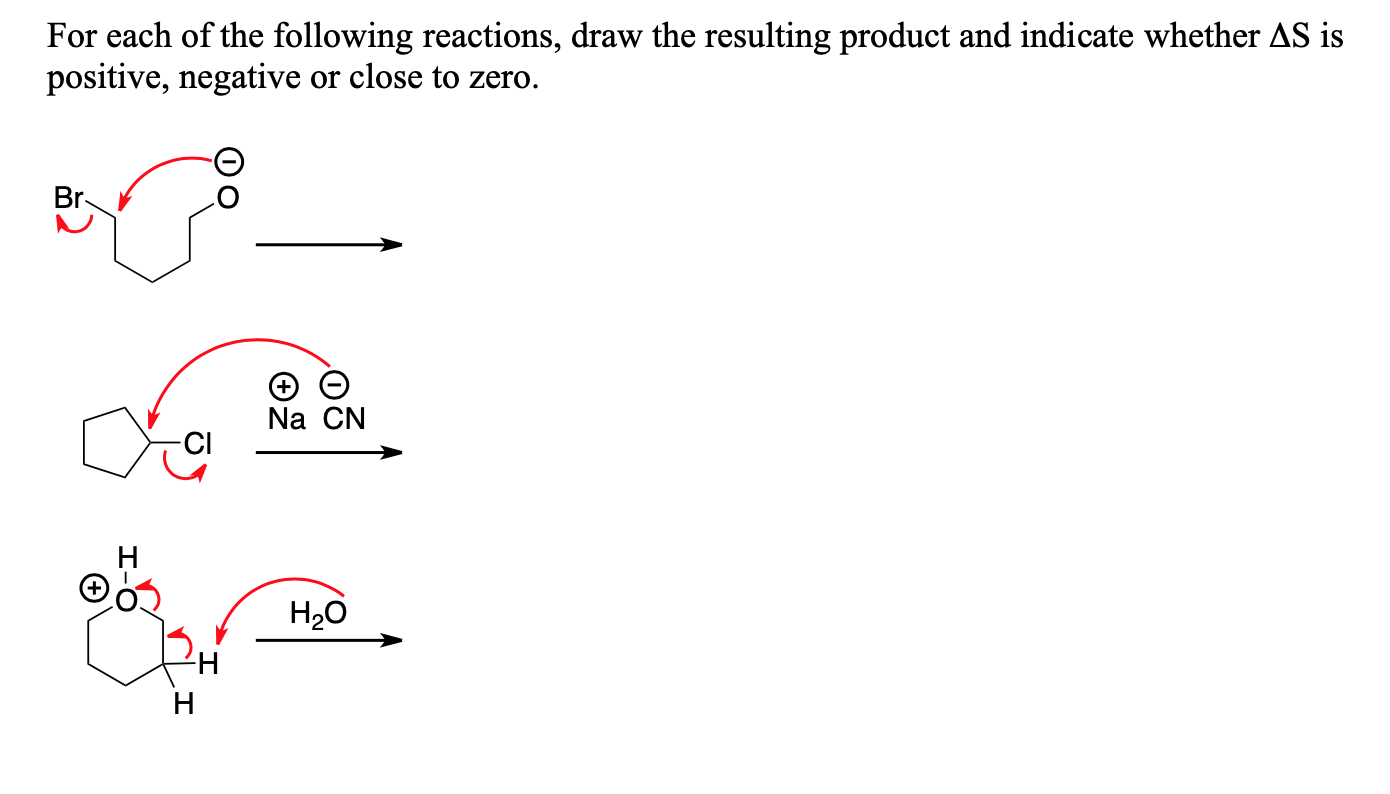 Solved For each of the following reactions, draw the | Chegg.com