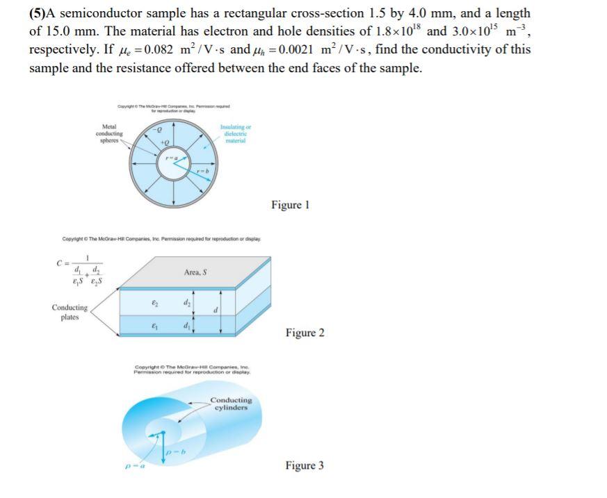 Solved (5)A semiconductor sample has a rectangular | Chegg.com