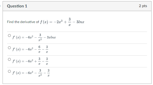 Solved Question 1Find the derivative of | Chegg.com
