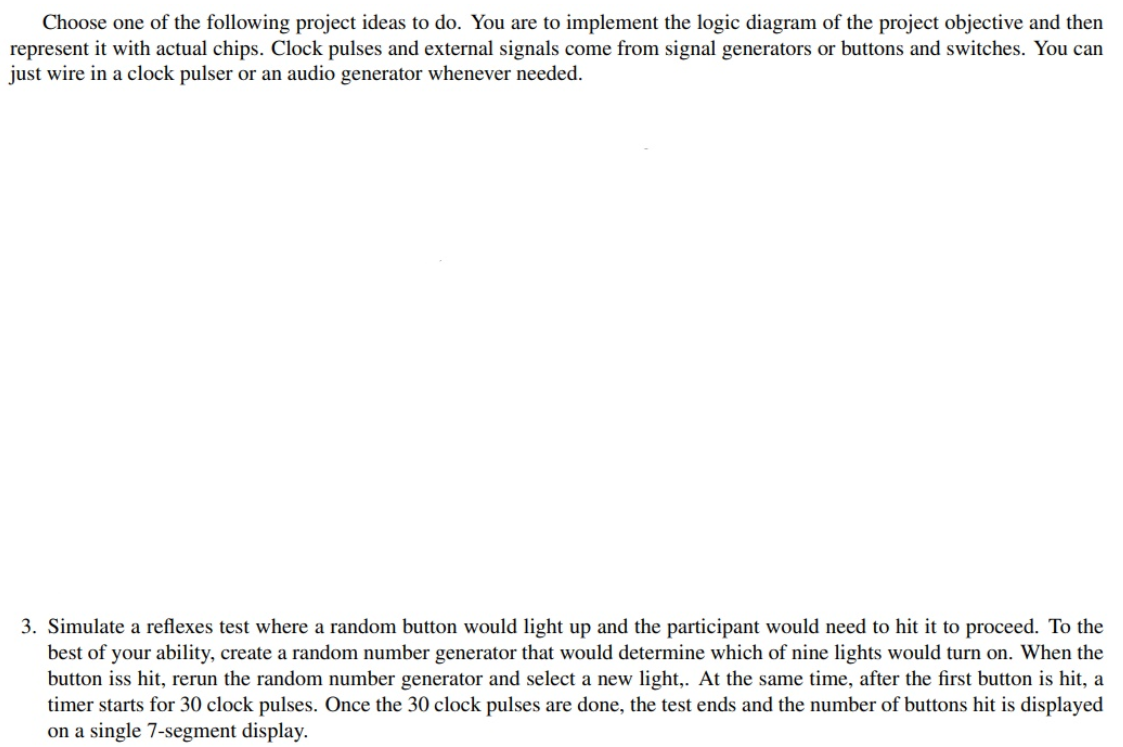 Choose one of the following project ideas to do. You | Chegg.com