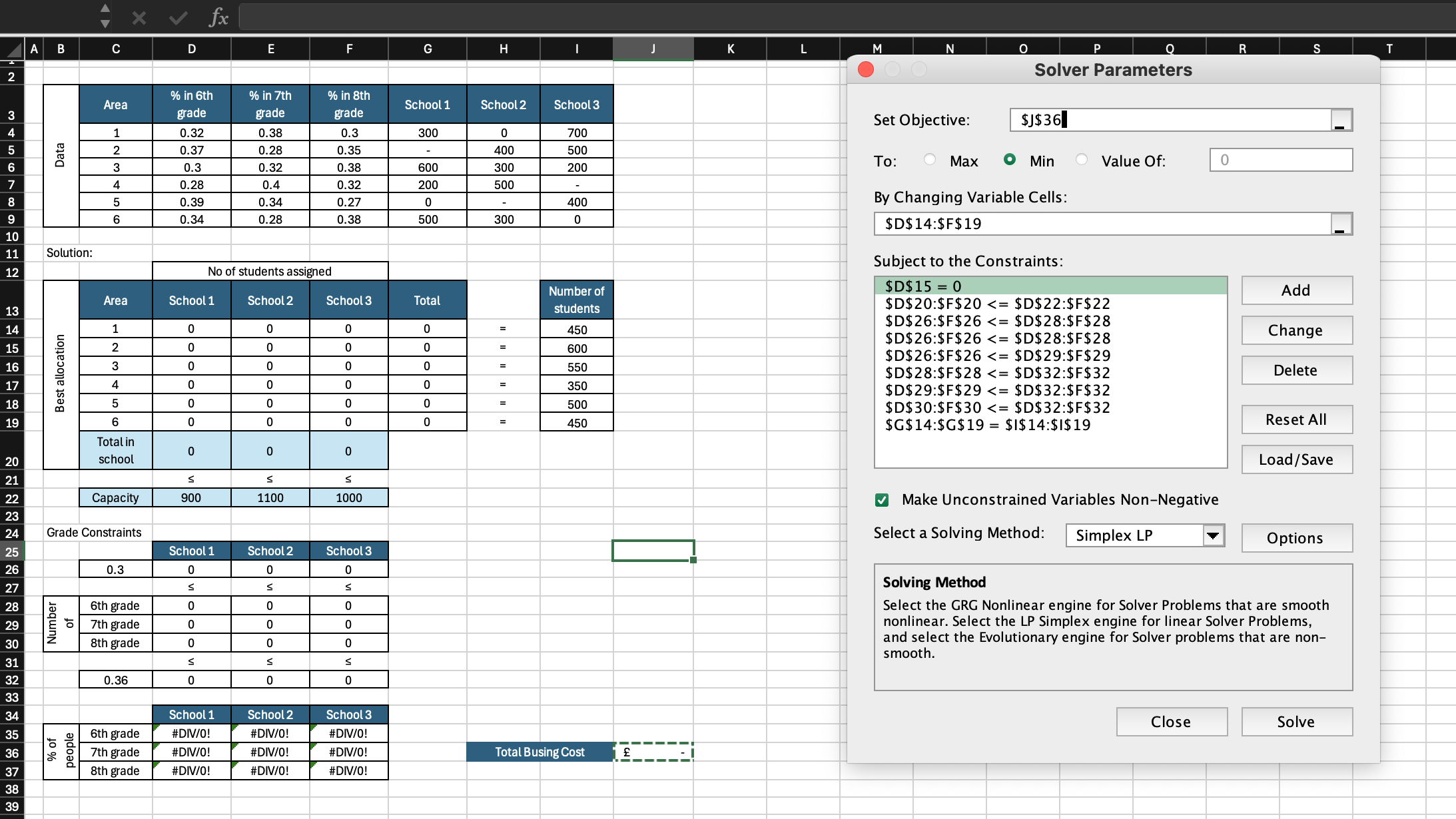 Solved Problem:I am trying to solve a bussing cost | Chegg.com