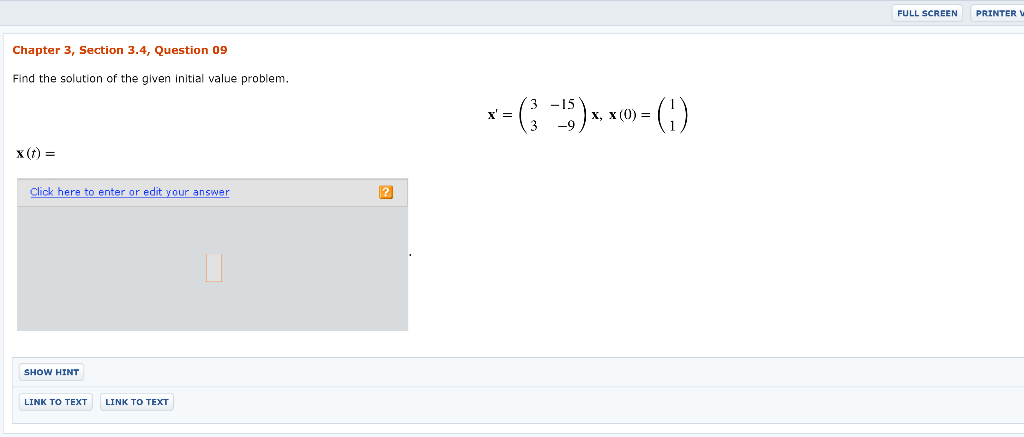 Solved FULL SCREEN PRINTER Chapter 3, Section 3.4, Question | Chegg.com