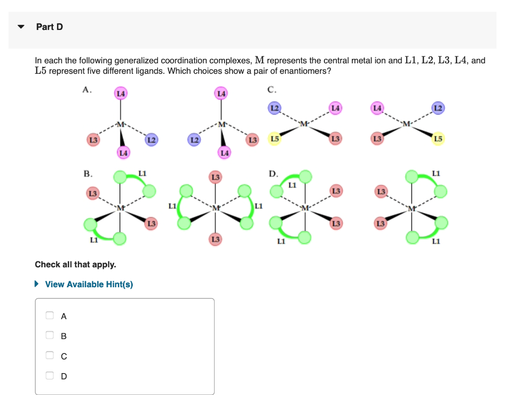 Solved Part A From the following pairs of coordination | Chegg.com