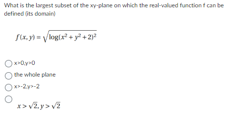 Solved What is the largest subset of the xy-plane on which | Chegg.com