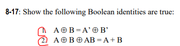 Solved 8-17: Show the following Boolean identities are true: | Chegg.com