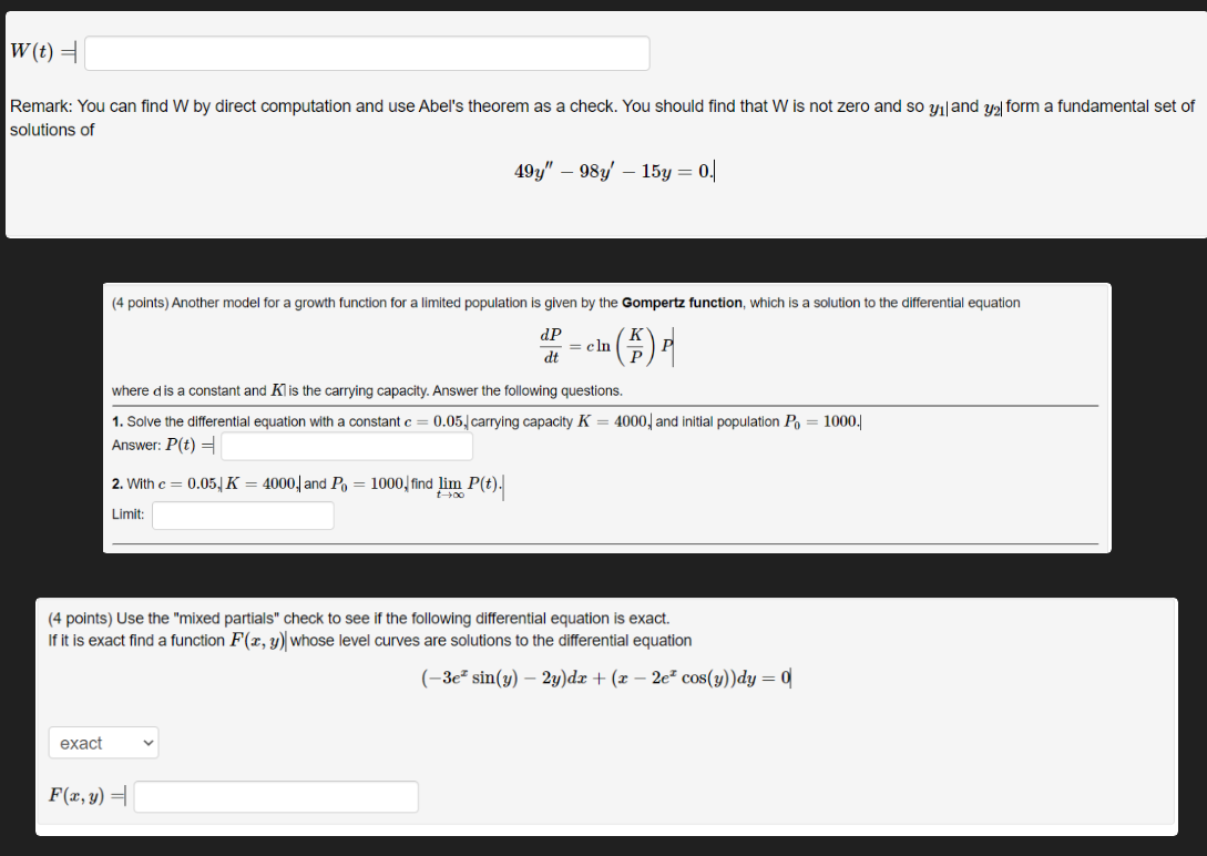 Solved W(t) = Remark: You can find W by direct computation | Chegg.com