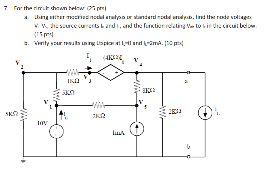 Solved 7. For the circuit shown below: (25 pts) a. Using | Chegg.com