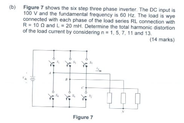 Solved (b) Figure 7 shows the six step three phase inverter. | Chegg.com