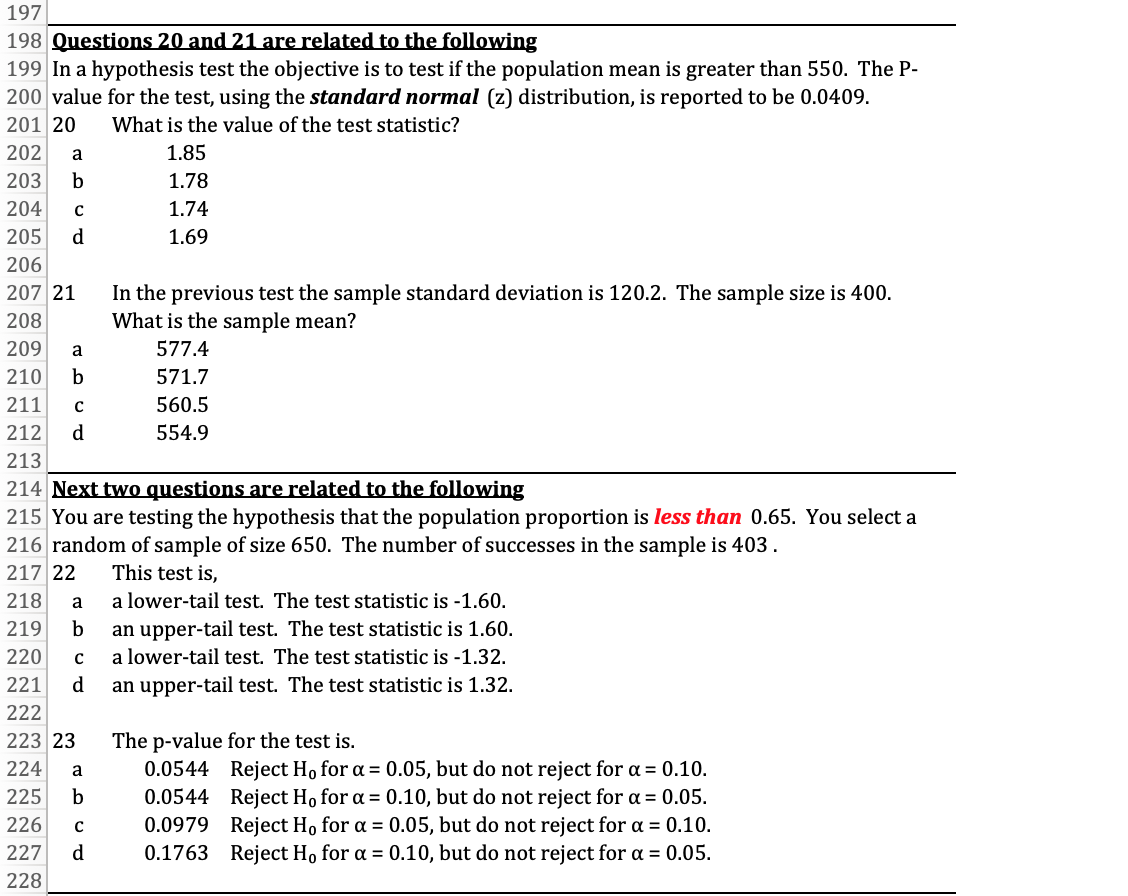 Solved a с a 197 198 Questions 20 and 21 are related to the | Chegg.com