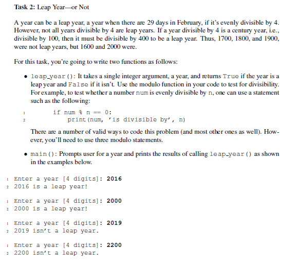 Solved Task 2 Leap Year Or Not A Year Can Be A Leap Year A