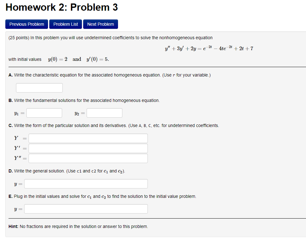 Solved Homework 2 Problem 3 Previous Problem Problem List 9213