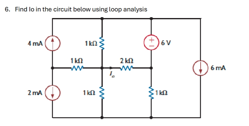 Solved 6. ﻿Find lo in the circuit below using loop analysis | Chegg.com