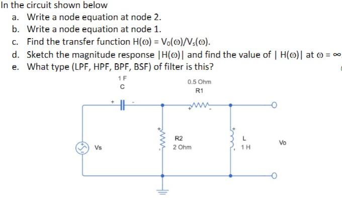 Solved In the circuit shown below a. Write a node equation | Chegg.com