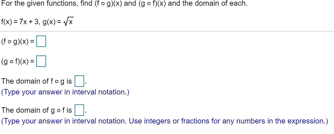 Solved For the given functions, find (f o g)(x) and (g | Chegg.com