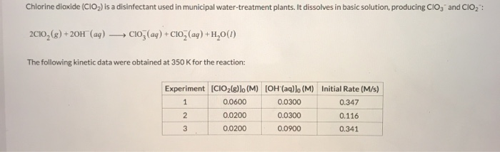 Solved Chlorine dioxide (CIO2) is a disinfectant used in | Chegg.com