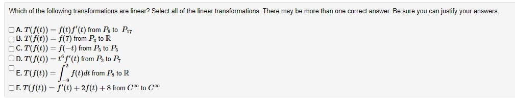 Solved Which of the following transformations are linear? | Chegg.com