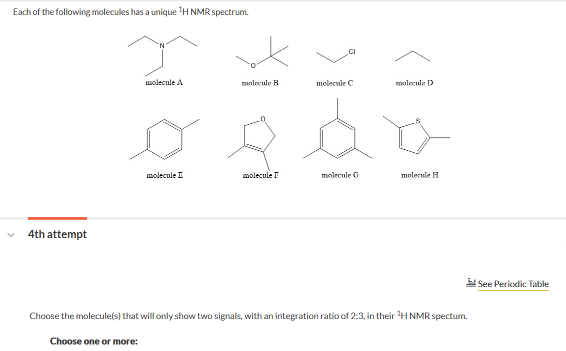 Solved Each of the following molecules has a unique 1H NMR | Chegg.com
