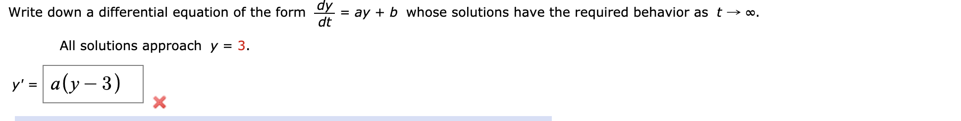 Solved Write down a differential equation of the form dy dt | Chegg.com