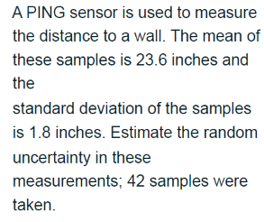 Solved A PING sensor is used to measure the distance to a | Chegg.com