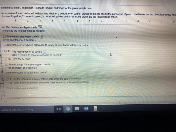Solved Find the (a) mean, (b) median, (c) mode, and (d) | Chegg.com
