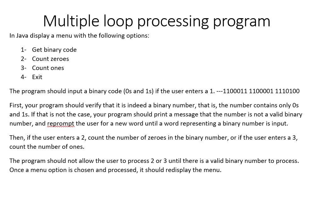Solved Multiple Loop Processing Program In Java Display A 