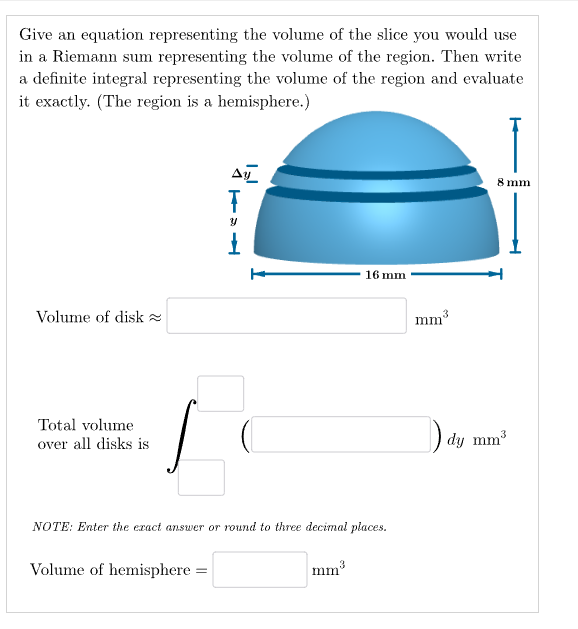 Solved Give an equation representing the volume of the slice | Chegg.com
