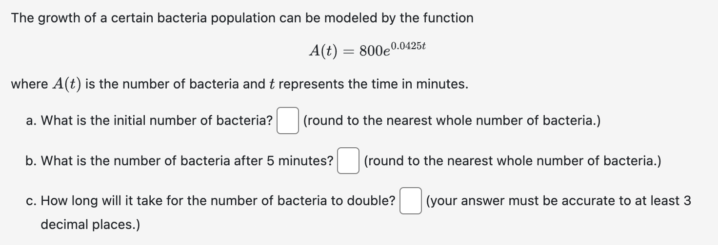 Solved The growth of a certain bacteria population can be | Chegg.com