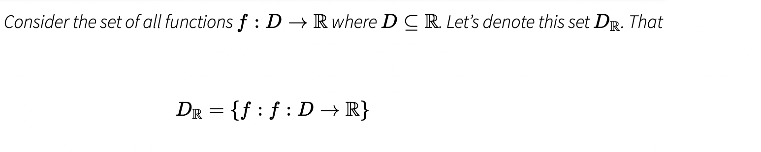 Solved Consider the set of all functions f:D→R where D⊆R. | Chegg.com