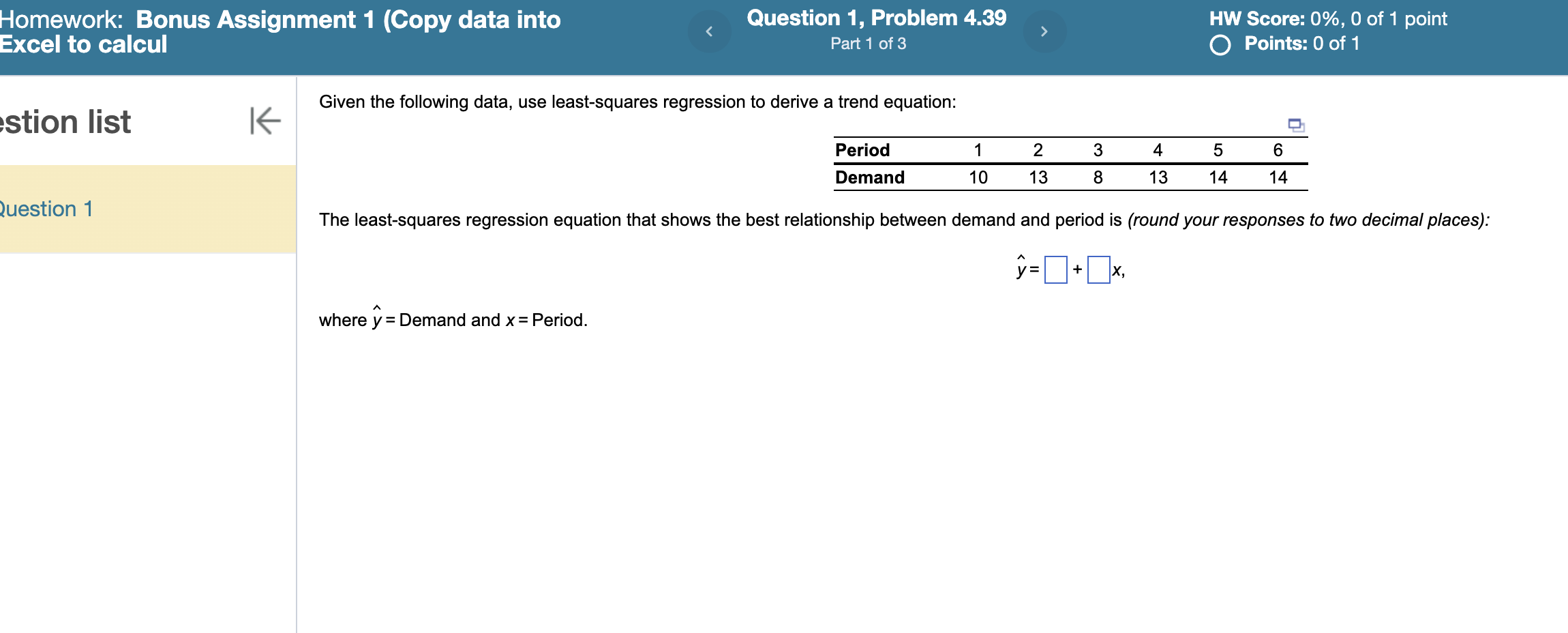 Solved Given the following data, use least-squares | Chegg.com