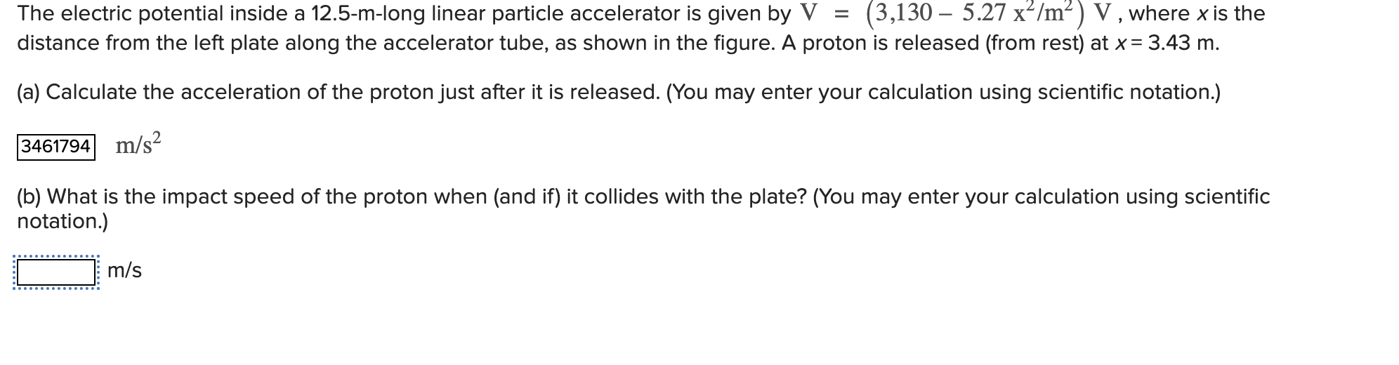 Solved The electric potential inside a 12.5 -m-long linear | Chegg.com