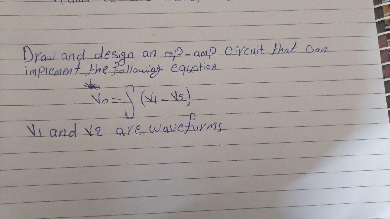Solved Draw and design an op-amp Circuit that can implement | Chegg.com