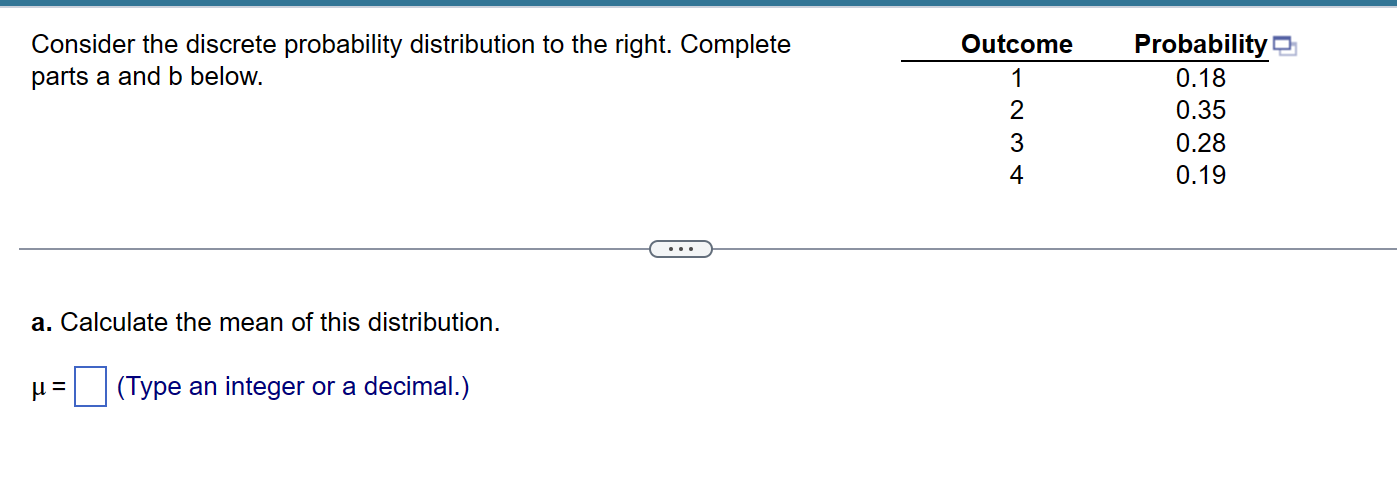 Solved Consider the discrete probability distribution to the | Chegg.com