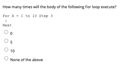 Solved How many times will the body of the following For | Chegg.com